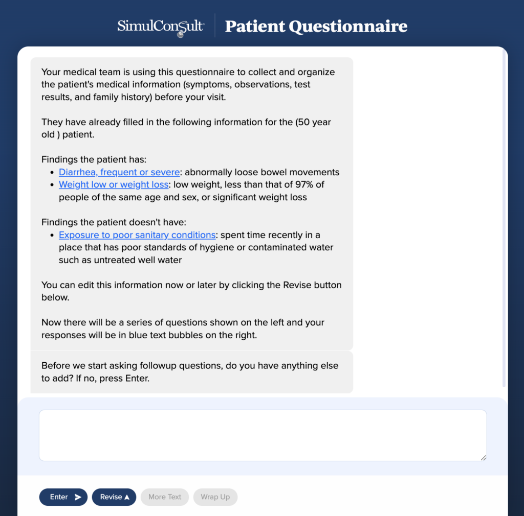 Patient Questionnaires - SimulConsult